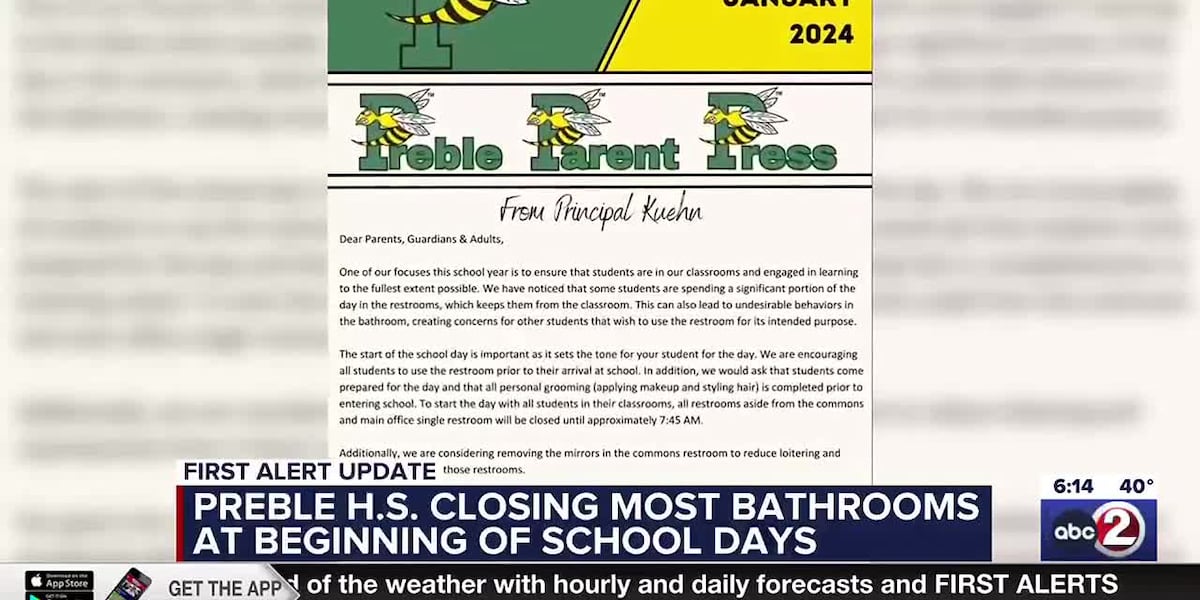 Preble High School implementing new bathroom policies to keep students ... Preble High School implementing new bathroom policies to keep students ...